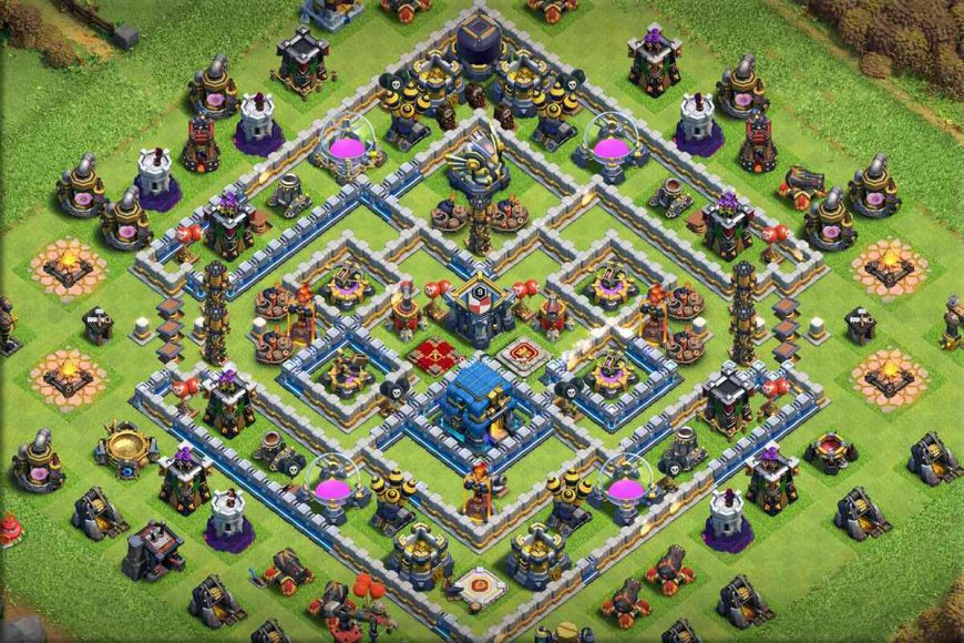 TH12 Trophy Base Featuring Anti Air Defense - ClashCodes