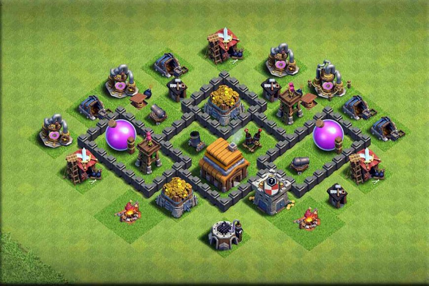 CoC TH4 Farming Base #6 - Town Hall Base Link, Capital Layouts