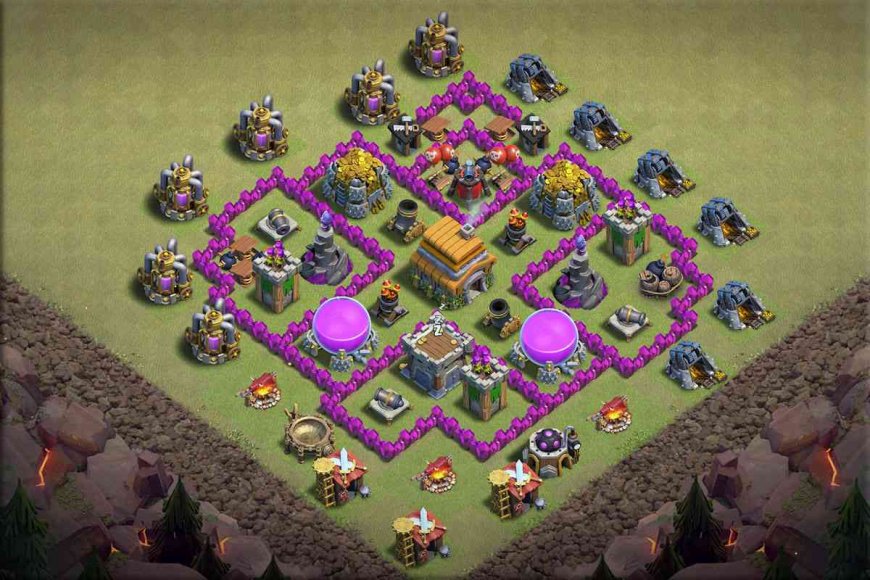 Clash Of Clans Base TH6 War #6 - Town Hall Base Link, Capital Layouts