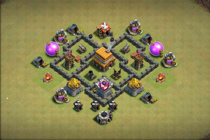 Best TH4 Base - War | Anti 3 Star Layout - Clash of Clans - 2025