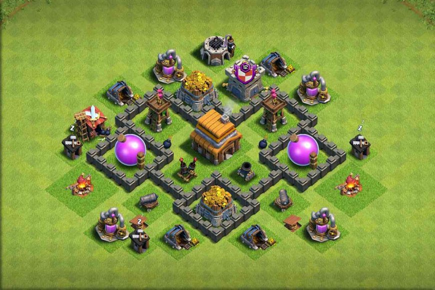 Insane TH4 Best Defense Base - 2025